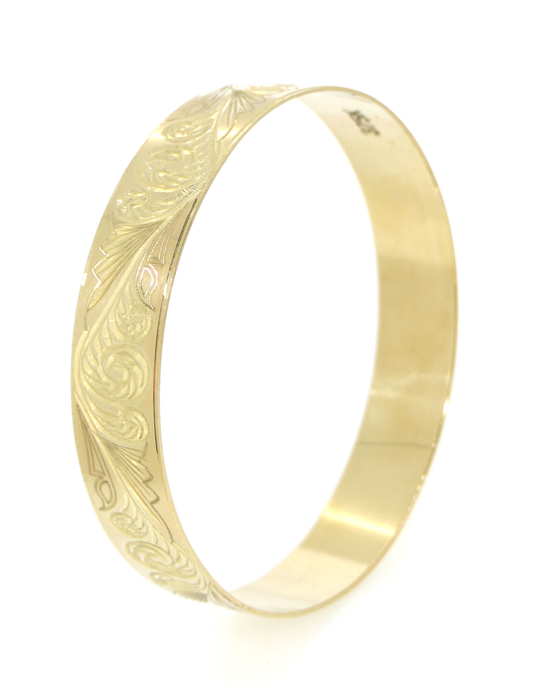 9ct Gold Diamond Cut Design Bangle – Heart of Gold Jewellers Glasgow